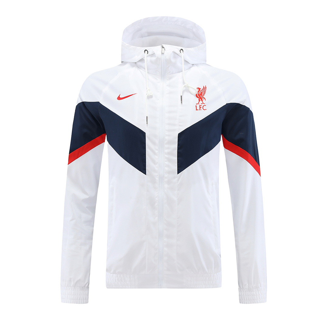 Liverpool Hoodie Windbreaker Jacket 2022/23 - White | Gogoalshop